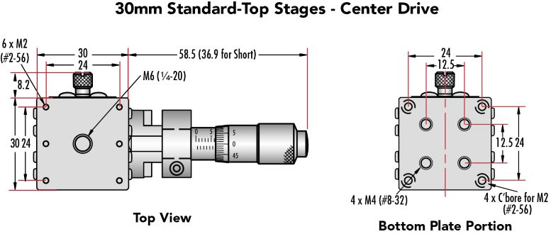40mm, Side Drive, Standard Top, Metric Micrometer Stage